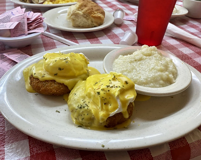 Eggs Benedict gets a coastal makeover with crab cakes standing in for Canadian bacon. Hollandaise sauce never found a better dance partner.