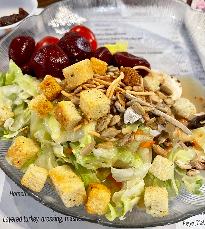 A salad that actually makes you forget you're eating vegetables. Those beets are practically jewelry—ruby-red gems of deliciousness.