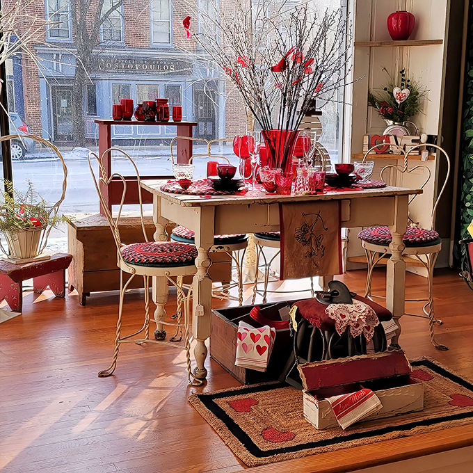 This Valentine's-ready dining tableau proves that romance isn't dead&mdash;it just prefers antique chairs and has excellent taste in vintage tableware.