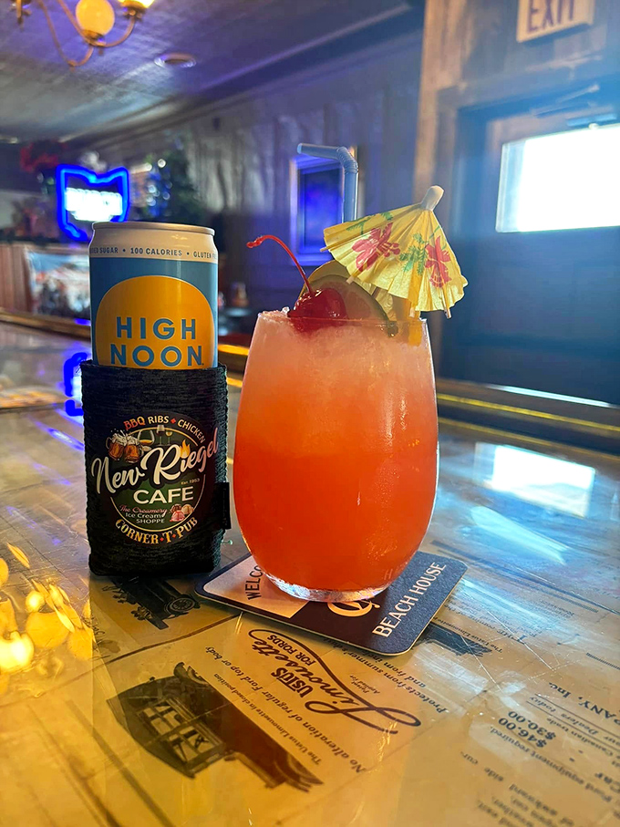 Tropical vacation in a glass&mdash;this fruity concoction with its paper umbrella feels delightfully out of place yet perfectly at home in this heartland institution.