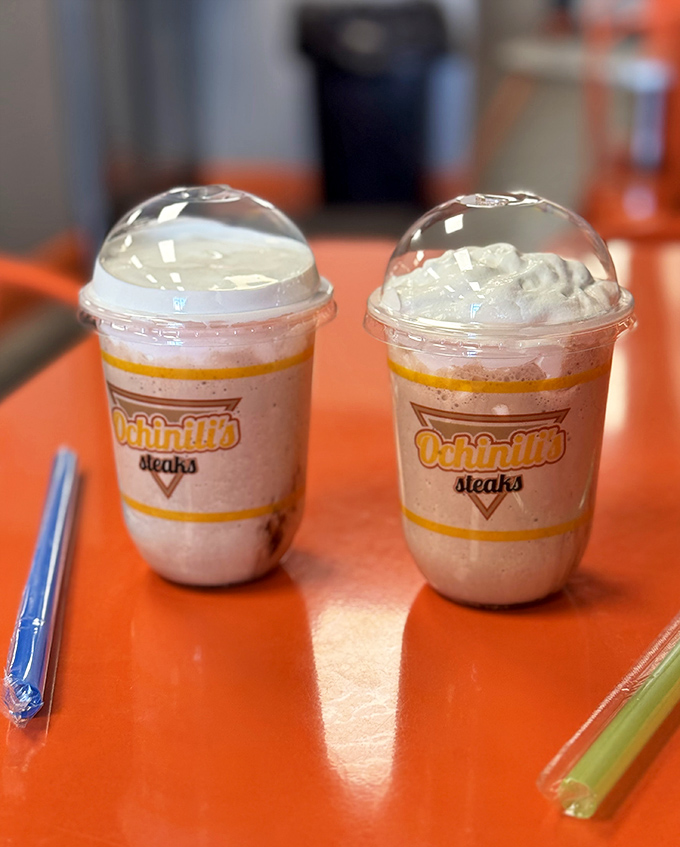 Branded milkshake cups promise thick, creamy indulgence &ndash; the perfect sweet companion to any savory Ochinilis creation.