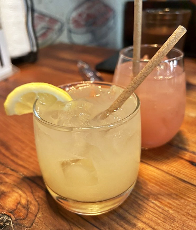 Craft cocktails and house-made lemonade served in unpretentious glassware&mdash;because even your beverages should keep it real at a barbecue joint.