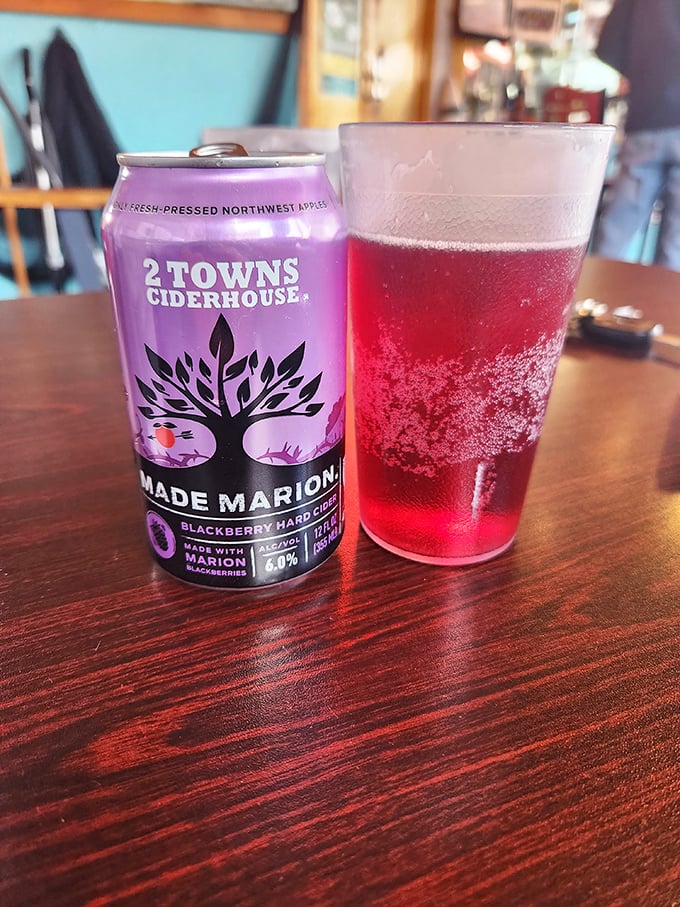 Even the drinks at Tony's capture coastal vibes – this blackberry cider provides the perfect fruity companion to your seafood feast.