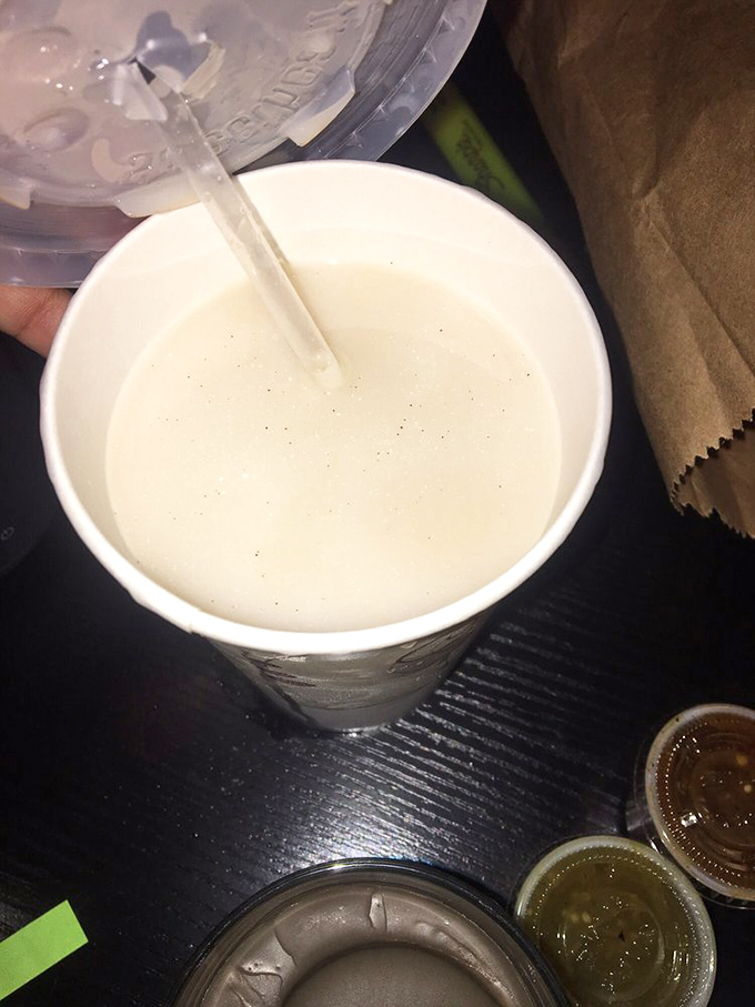 The horchata comes ice-cold and cinnamon-speckled, offering sweet relief from spicy salsa adventures. The perfect companion to any Mexican feast.