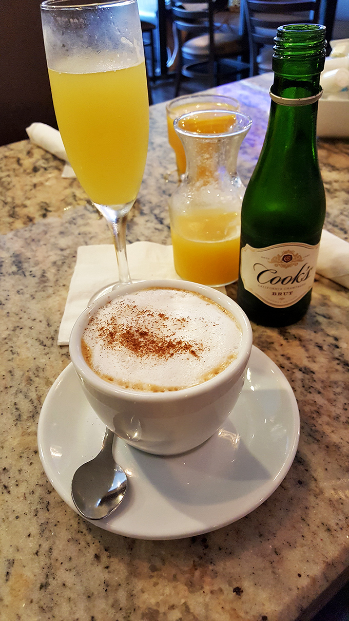Morning mimosas and cappuccino&mdash;because sometimes adulting means having champagne with breakfast and calling it sophisticated.
