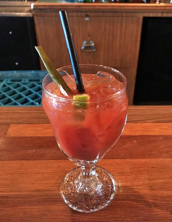 This vibrant cocktail isn't just a drink&mdash;it's a sunset in a glass, complete with a celery periscope for ocean viewing.