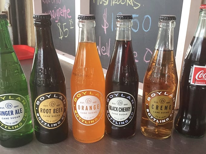 Boylan's bottles lined up like colorful soldiers ready to battle your thirst with old-school cane sugar goodness.
