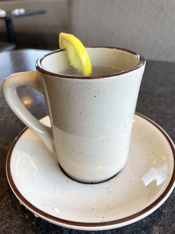 That classic diner mug with a lemon wedge&mdash;because sometimes hot tea in a sturdy cup is all the luxury you need.