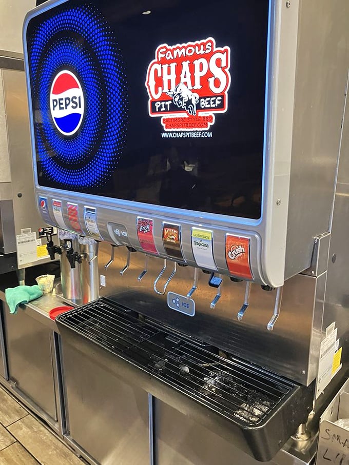 The soda fountain at Chaps &ndash; because even the mightiest meat feast needs something to wash it down with. Simple pleasures for complex flavors.