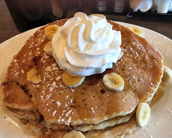 Elvis would approve of these banana-topped pancakes&mdash;hunka hunka burning love on a plate with whipped cream dreams.