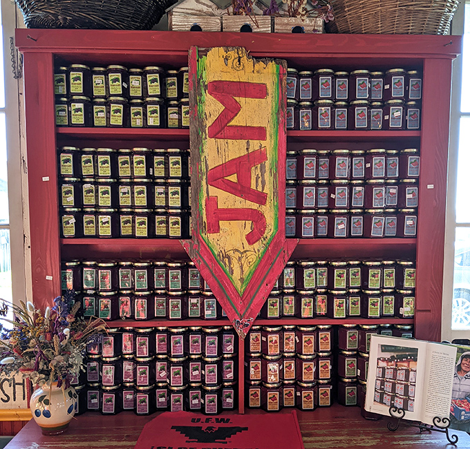 The jam display&mdash;where summer gets preserved in jars and memories get made in spoonfuls. Taste before you buy!