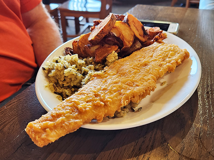 Golden-battered fish that would make British pubs jealous, paired with potatoes that didn't just get fried&mdash;they got promoted.