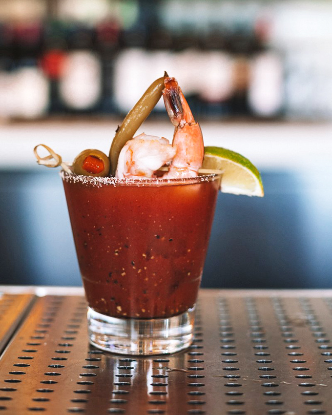 The Fisherman's Mary doesn't just have a shrimp garnish&mdash;it has an entire ocean adventure perched on its salt-rimmed edge.