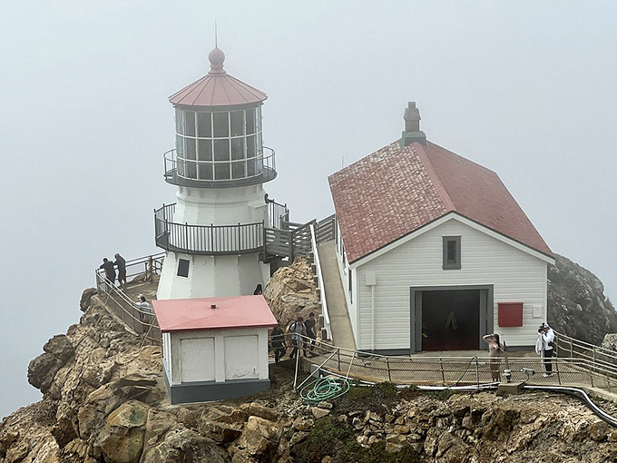 Even shrouded in fog, the lighthouse maintains its stoic dignity. Some days the journey rewards you with mystery rather than panoramas.