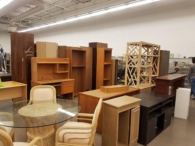 Bookcases and cabinets stand like wooden sentinels, ready to march home with you and solve your storage crises forever.