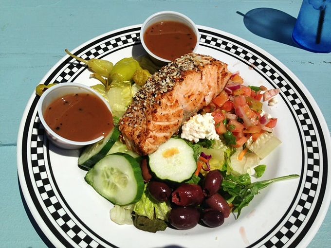 A Greek salmon salad that proves eating healthy doesn't mean sacrificing flavor. The Mediterranean meets the Chesapeake in delicious harmony.