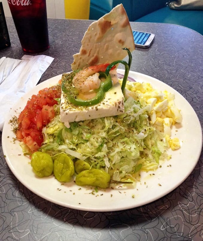This Greek salad isn't just fresh&mdash;it's a Mediterranean vacation on a plate. That feta stands tall like the Parthenon of cheese.