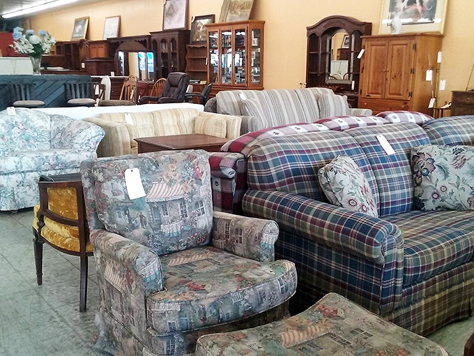 Comfortable furniture arrangements showcase how secondhand doesn't mean second-rate when it comes to home style.