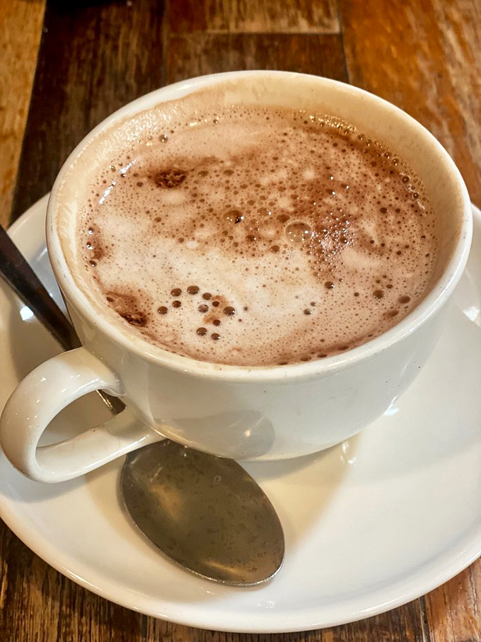 A proper hot chocolate that's thick enough to make you question everything you thought you knew about the beverage. Spoon optional but recommended.