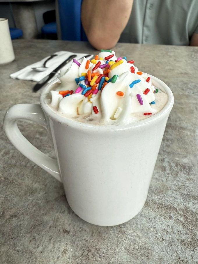 Hot chocolate that doesn't just warm your hands but your soul&mdash;topped with whipped cream and sprinkles for your inner child.