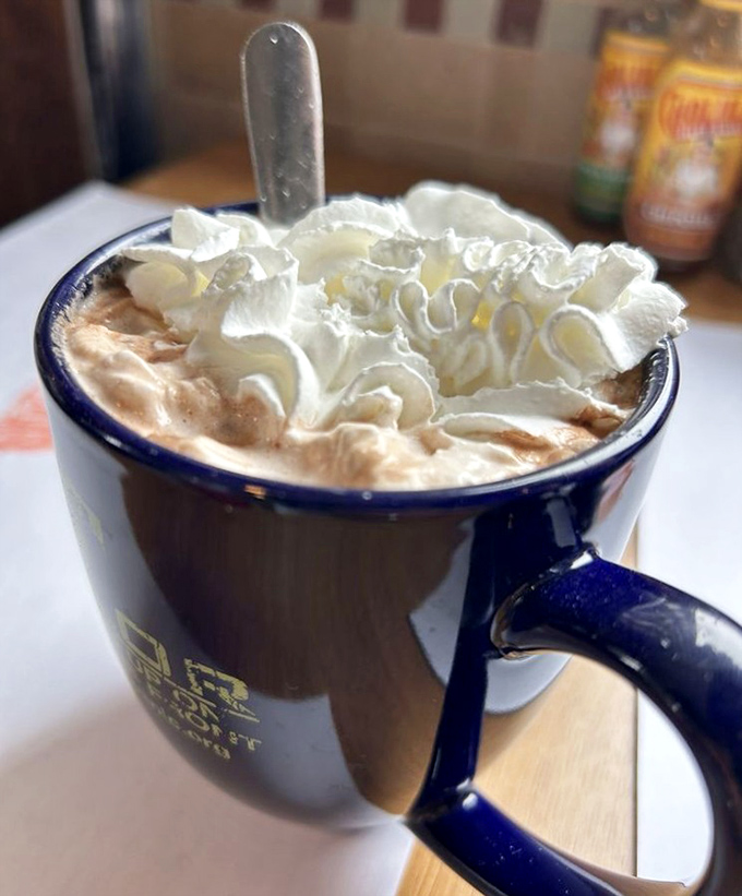 Hot chocolate crowned with a cloud of whipped cream&mdash;winter's perfect antidote and proof that happiness can indeed be served in a mug.