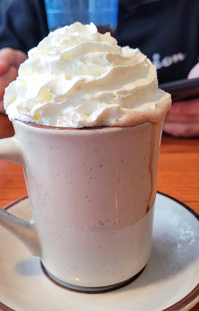 Hot chocolate that's wearing a cloud for a hat. This isn't just a beverage &ndash; it's a warm hug in ceramic form.