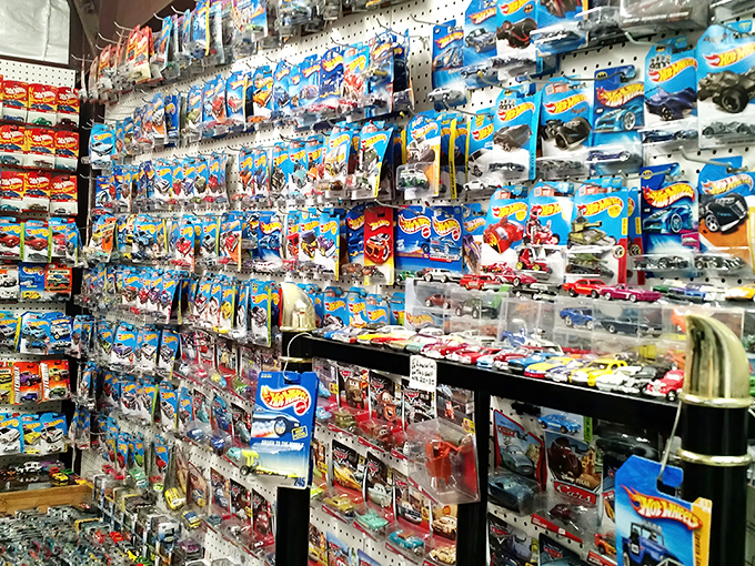 Wall-to-wall Hot Wheels heaven! For collectors, this display is the equivalent of finding the Holy Grail&mdash;if the Holy Grail came in tiny packages with racing stripes.