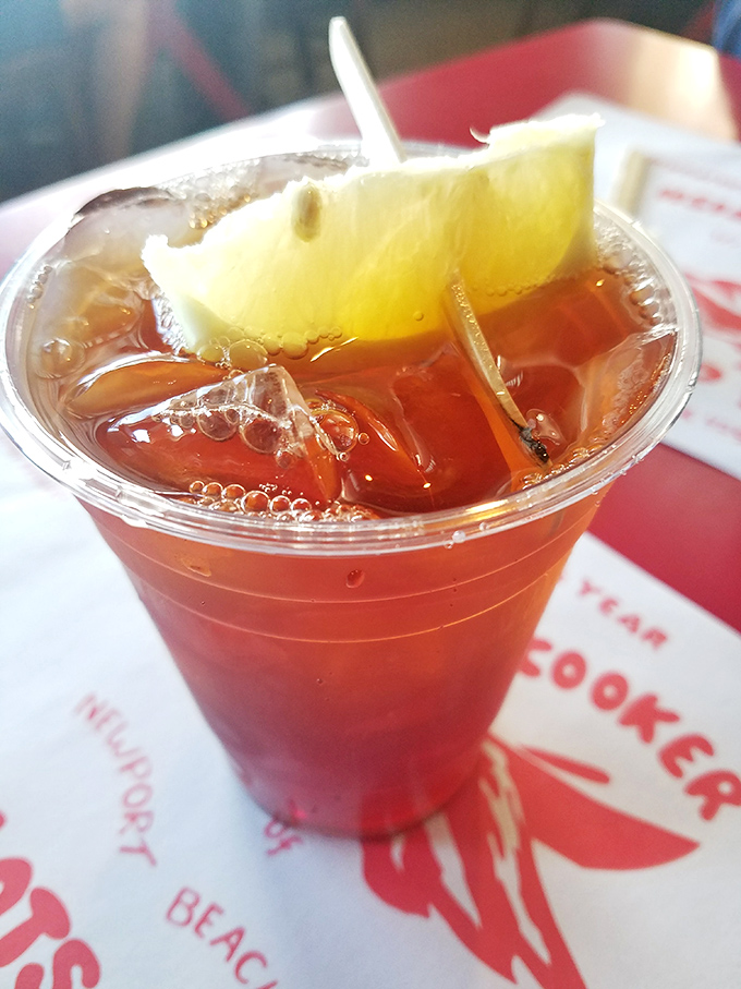 Even the iced tea looks like it belongs in Newport Beach&mdash;amber-colored, perfectly chilled, and ready to wash down whatever maritime delicacy you choose.