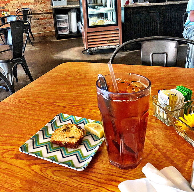 Sweet tea in Georgia is practically a religious experience. This amber elixir comes with a slice of lemon bread that's the perfect dunking companion.