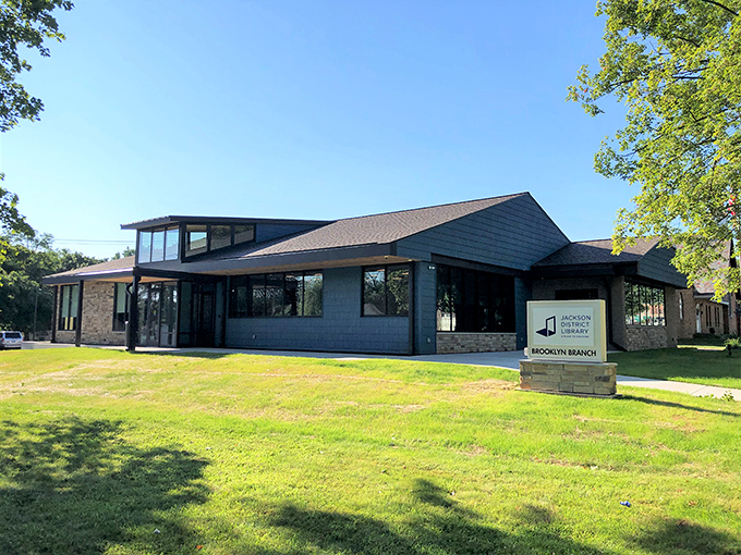 Contemporary library design reflects Brooklyn's investment in community resources that serve both residents and visitors.
