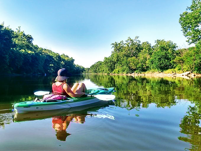 Kayaking the Scioto River offers the perfect balance of adventure and tranquility, like meditation but with occasional paddling.
