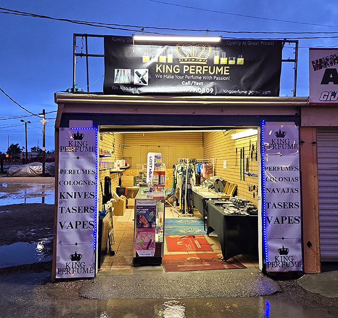 King Perfume promises aromatic royalty while curiously offering knives and tasers too&mdash;perhaps the most intriguing combination since chocolate-covered bacon.