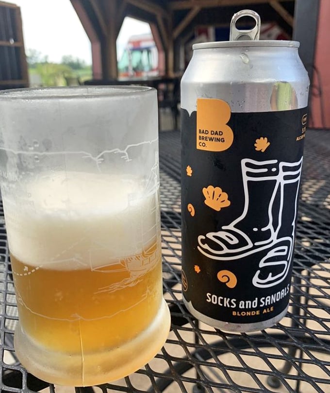 Nothing complements British fare like a proper pint, especially when it's a local brew with the charmingly named "Socks and Sandals" blonde ale.