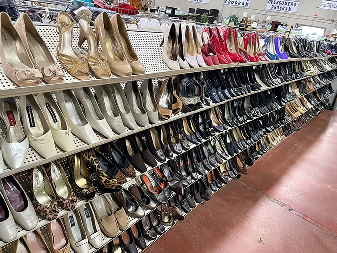 Shoe nirvana stretching as far as the eye can see. Cinderella would have saved herself a lot of trouble if she'd just shopped here.