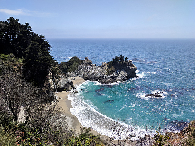 Where the Pacific shows off its color palette &ndash; this hidden cove captures every shade of blue imaginable, from cerulean to midnight.