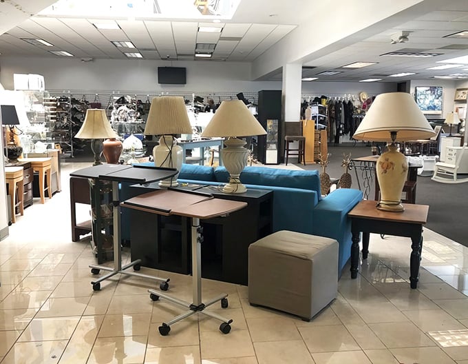 Living room possibilities abound with lamps that could illuminate your next great novel and furniture waiting for its second act in your home.