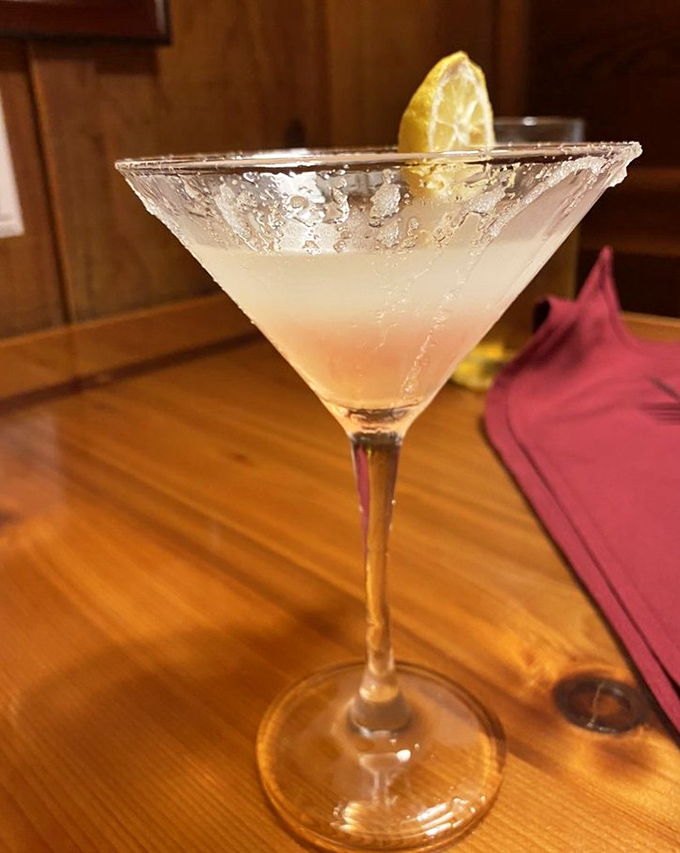 A crystal-clear lemon drop martini that says, "Yes, we're a steakhouse, but we also know our way around a cocktail shaker."