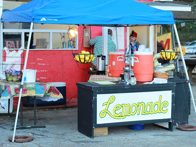 Nothing complements treasure hunting like fresh-squeezed nostalgia! This lemonade stand fuels serious shoppers with liquid motivation.