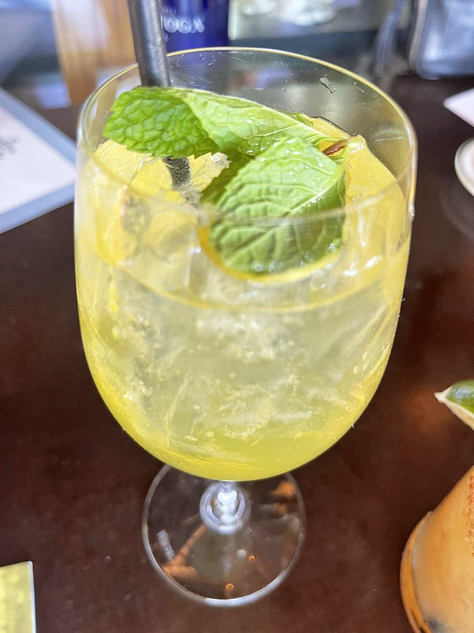 This isn't just a cocktail&mdash;it's sunshine in a glass. The Lillet Spritz with fresh mint brings Mediterranean vibes to your West Hollywood seafood adventure.