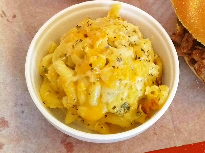 Mac and cheese that's actually worth the calories. That golden crust on top is nature's way of saying "you're making the right decision."