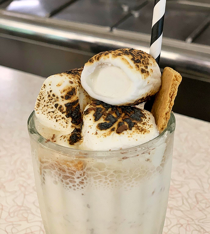 Dessert or beverage? Why choose when you can have this marshmallow-topped milkshake that's essentially childhood nostalgia served in a glass.