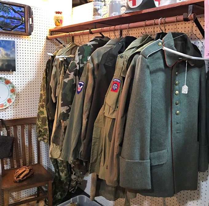 Military history buffs, rejoice! These vintage uniforms tell silent stories of service and sacrifice, each patch and button a chapter of American history.