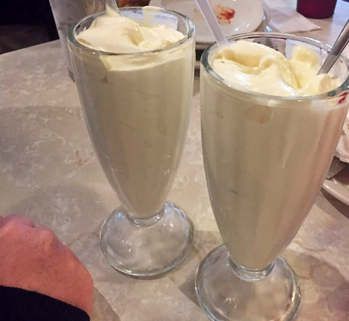 Twin milkshakes thick enough to require spoon intervention&mdash;the kind that makes you wonder why straws even try.