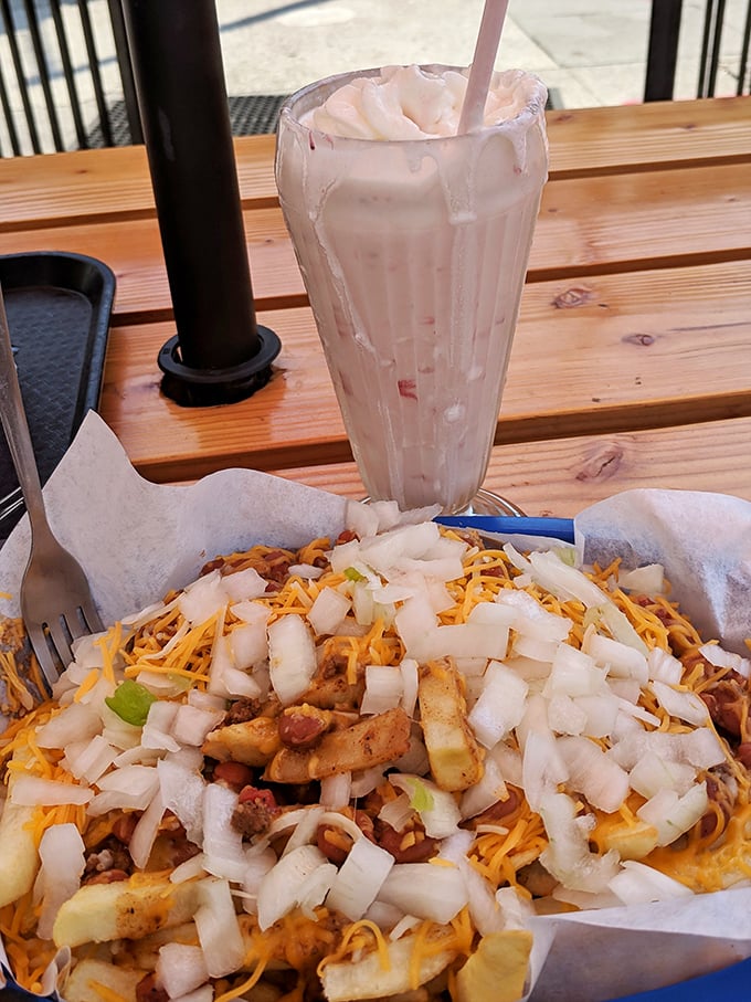When your milkshake and loaded fries arrive, you realize some food combinations were simply meant to be—like Astaire and Rogers, but edible.