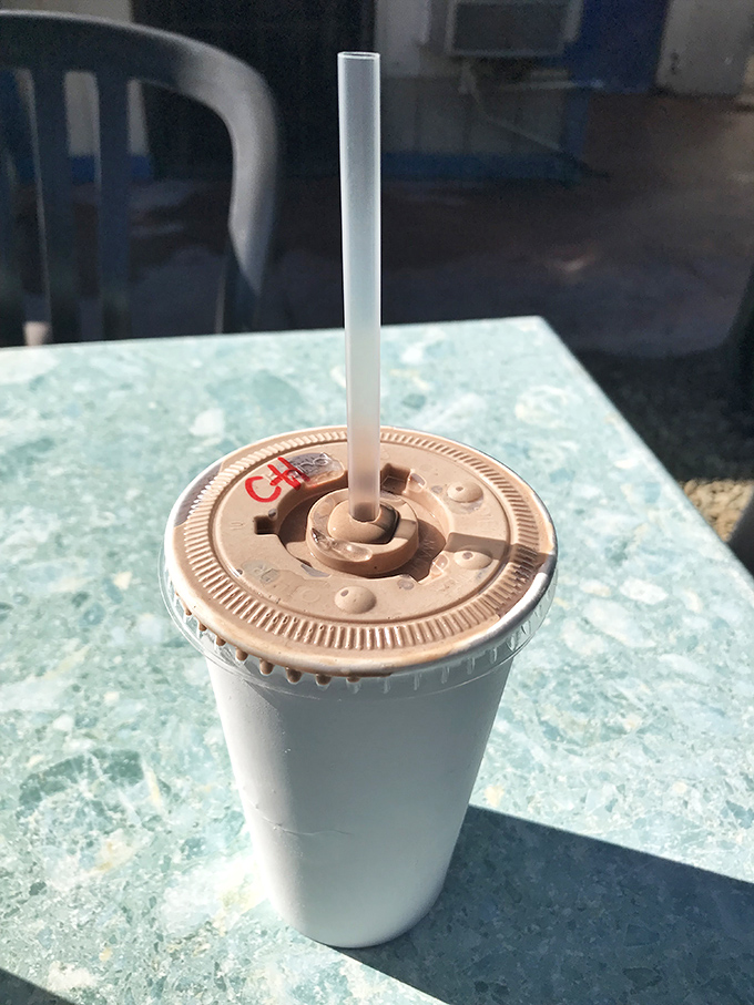 The milkshake stands tall and proud, challenging your straw and willpower in equal measure&mdash;thick enough to eat with a spoon if patience fails.