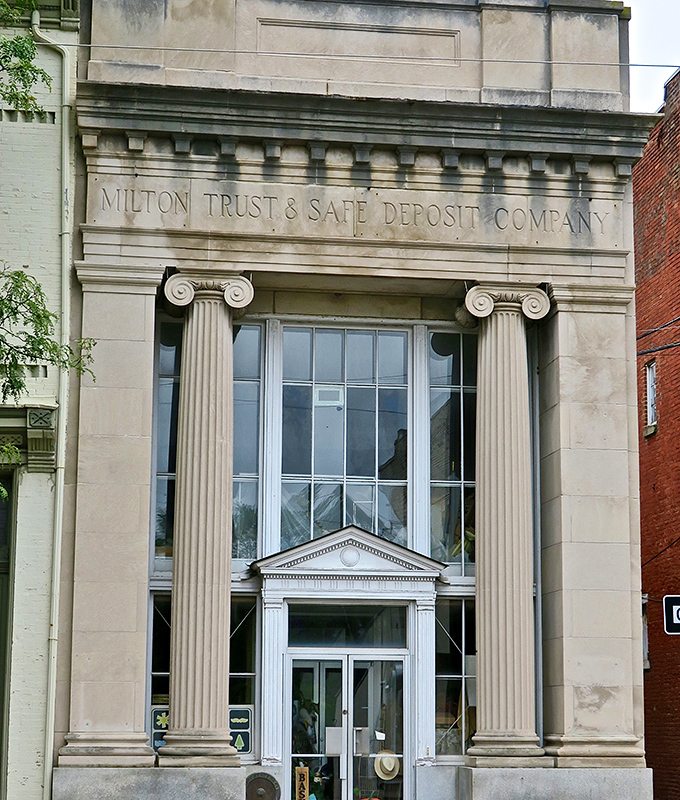 The Milton Trust & Safe Deposit Company's imposing columns weren't just for show&mdash;they silently announced "your money isn't stuffed in a mattress here."