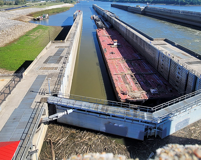 Massive barges navigate locks with precision that would make Swiss watchmakers genuinely envious.
