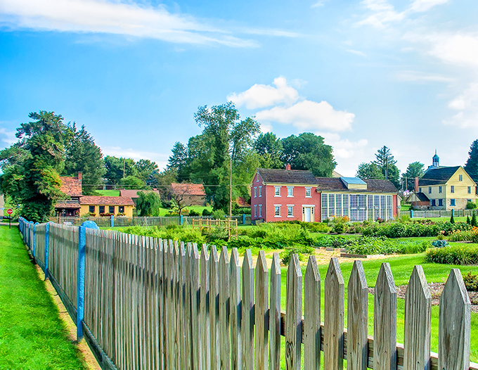 Wooden fences frame this pastoral scene like something Norman Rockwell would have painted on vacation.