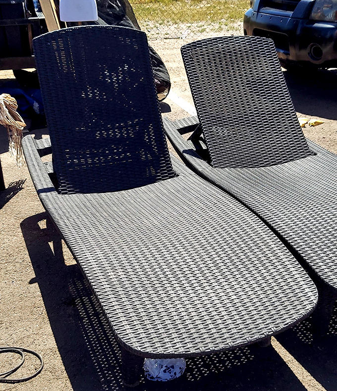 Patio furniture that whispers, "Imagine sipping margaritas on me beside your pool." The Arizona dream, available for immediate purchase.