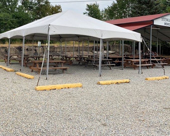 When Ohio weather cooperates, these outdoor picnic tables become the stage for countless family memories and sauce-stained shirts.